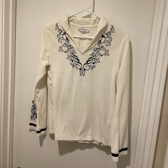 Chadwicks | Tops | Chadwicks White Terrycloth Long Sleeve Pullover ...